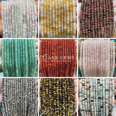 China Natural Gemstone Faceted Abacus Bead Strands 4x3mm Labradorite Peridot for Jewelry Making for sale