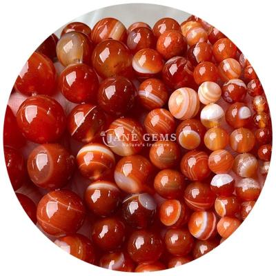 China Natural Agate Loose Beads Strand 6mm Round Rose Red Stripe Agate for DIY Jewelry Making for sale