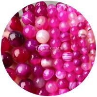 China Natural Agate Loose Beads Strand 6mm Round Rose Red Stripe Agate for DIY Jewelry Making for sale