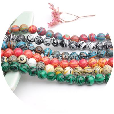 China Imitation Malachite Stone Beads Round 8mm Loose Beads for DIY Jewelry Making Bulk for sale