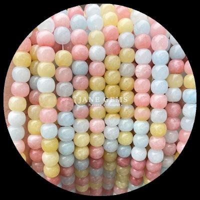 China Natural Gemstone Apple Shape Loose Bead Strands 7x8mm 9x10mm Rose Quartz Ice Green Jade for Jewelry Making for sale