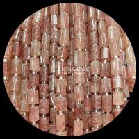 China Natural Strawberry Quartz Faceted Cylinder Loose Bead Strands 8x11mm for Jewelry Making for sale