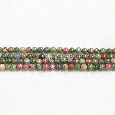 China Crystal Round Shape Loose Beads Strand Clear Quartz Unakite For DIY Crafts Making for sale