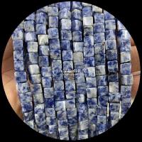 China Natural Labradorite Blue Dot Loose Bead Strands 4mm 6mm 8mm Cube Square for Jewelry Making for sale