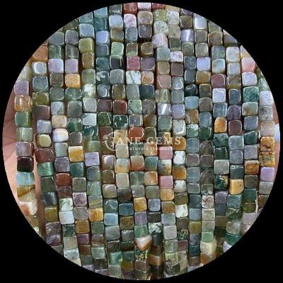 China Natural Indian Agate Blue Dot Cube Beads 4mm 6mm 8mm for Crystal Healing DIY Jewelry Making for sale