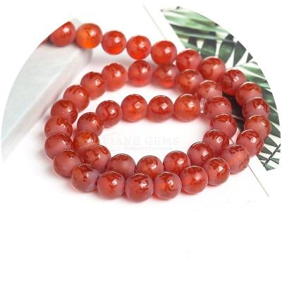 China Red Black Agate Six Character Mantra Loose Beads 8mm Round for DIY Jewelry Making Buddhist Bracelet for sale