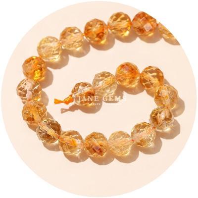 China Natural Faceted Round Gemstone Loose Strand Beads 4mm 6mm 8mm for Jewelry Making for sale