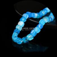 China Natural Blue Striped Agate Cube Square Loose Bead Strands 4mm 6mm 8mm for Jewelry Making for sale