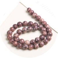 China Natural Purple Wood Grain Stone Loose Beads 8mm Round Gemstone for Jewelry Making DIY Crafts for sale