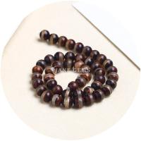 China Agate Round Shape Brown Football Dzi Beads 8mm for Jewelry Making DIY Crafts for sale