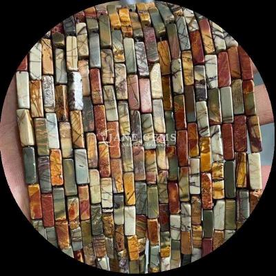 China Natural Rectangle Zebra Jasper Lapis Lazuli Gemstone Beads 4x13mm Loose Strands for Jewelry Making for sale