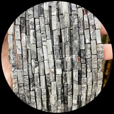 China Natural Purple Chalcedony Map Jasper Rectangle Gemstone Beads 4x13mm for DIY Jewelry Making for sale