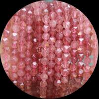 China Natural Gemstone Beads Faceted Diamond Shape 6-10mm Rose Quartz Tourmaline Loose Strands for Jewelry Making for sale