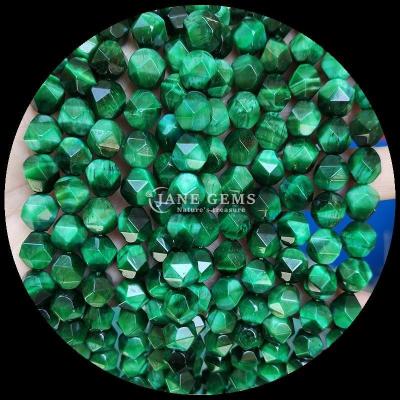 China Natural Green Tiger Eye Diamond Shape Loose Gemstone Beads 6mm 8mm 10mm for Jewelry Making for sale