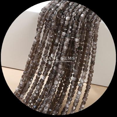 China Natural Square Cut Gemstone Beads 2mm Silver Obsidian Sunstone for Jewelry Making DIY for sale