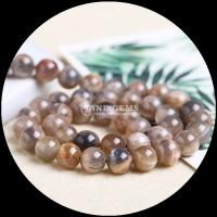 China Assorted Various Round Shape Silver Obsidian Sunstone Natural Polished Stone Bead for sale