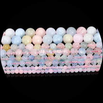 China Natural Round Gemstone Beads 4-12mm Garnet Morganite for DIY Jewelry Making Bracelets Necklaces for sale