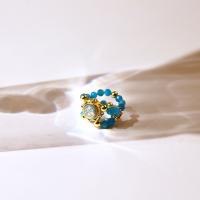 China Natural Faceted Apatite Crystal Bead Ring 6mm Gemstone Bracelet for Detoxification Emotional Balance for sale