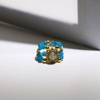 China Natural Faceted Apatite Crystal Bead Ring 6mm Gemstone Bracelet for Detoxification Emotional Balance for sale