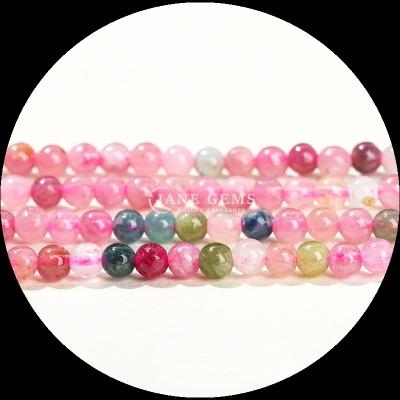 China Natural Round Multi Color Tourmaline Yellow Jade Loose Gemstone Beads 4-12mm for DIY Jewelry for sale