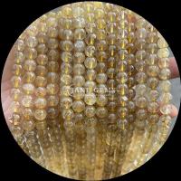 China Natural Rose Quartz Golden Rutilated Quartz Round Beads 8mm for DIY Jewelry Healing Energy for sale