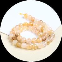 China Natural 8mm Round Cut Golden Rutilated Quartz Gemstone Bead Strands for DIY Jewelry Making for sale