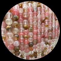 China Natural 8mm Round Cut Golden Rutilated Quartz Gemstone Bead Strands for DIY Jewelry Making for sale