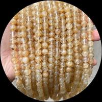China Natural 8mm Round Cut Golden Rutilated Quartz Gemstone Bead Strands for DIY Jewelry Making for sale