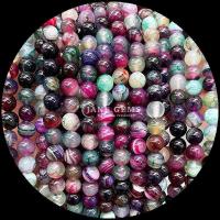 China Natural Round Agate Loose Bead Strands 8mm Multi Color Stripped Gemstone for DIY Jewelry Making for sale