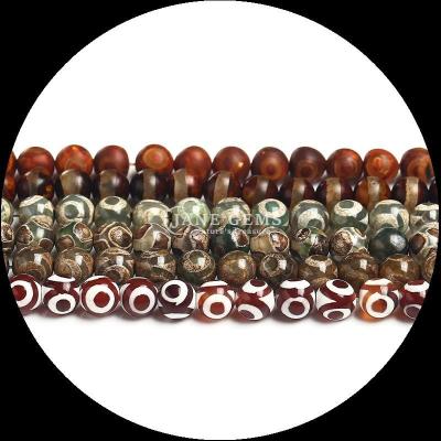 China Round Shape Tibatan Agate Beads Loose Bead Strands for DIY Jewelry Making for sale