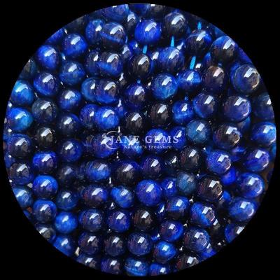 China Natural Blue Tiger's Eye Round Shape Gemstone Beads 8mm Loose Strands for DIY Jewelry Making for sale