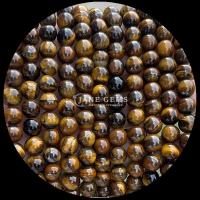 China Natural Tiger's Eye Round Gemstone Beads 8mm Loose Strands for DIY Jewelry Making Polished for sale