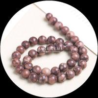 China Round Shape Gemstone Beads Wood Pattern Loose Bead Strands for Bracelet Handmade Decorations for sale