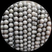 China Round Shape Gemstone Beads Wood Pattern Loose Bead Strands for Bracelet Handmade Decorations for sale