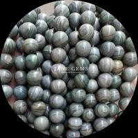 China Round Shape Gemstone Beads Wood Pattern Loose Bead Strands for Bracelet Handmade Decorations for sale