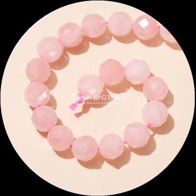 China Natural Rose Quartz Clear Quartz Round Faceted Loose Beads 8mm for DIY Jewelry Making for sale