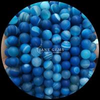 China Natural Banded Agate Frosted Round Loose Bead Strands 8mm Multi-Color for DIY Jewelry Making for sale