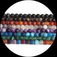 China 8mm Natural Banded Agate Frosted Gemstone Beads Round Loose Strands for DIY Jewelry Making for sale