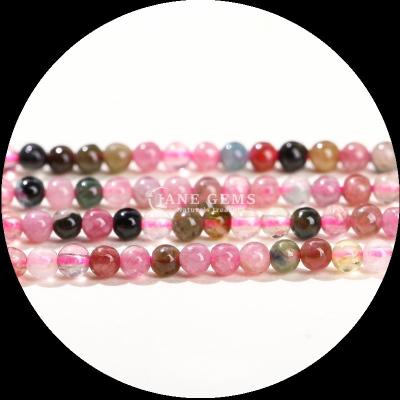 China Assorted Color Gemstone Bead Round Cut Small Tourmaline Crystal Loose Bead Strands for sale