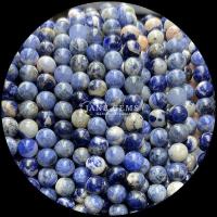 China Natural Gemstone Round Cut Loose Bead Strands 8mm Lapis Lazuli Blue Sandstone for DIY Jewelry Making for sale