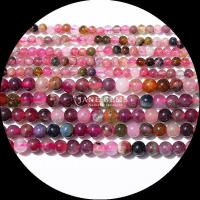 China Natural Crystal Gemstone Round Loose Beads 4mm Multi-Color Tourmaline Strands for DIY Jewelry Making for sale
