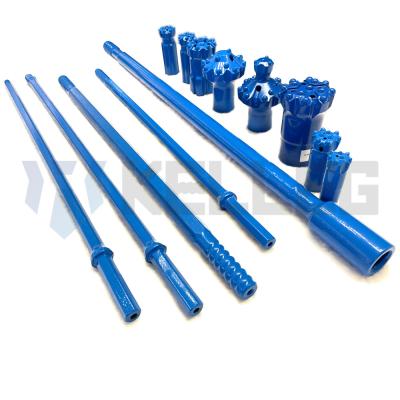China H22 108mm Taper Button Bits and Taper Drill Rods High Manganese Steel Rock Drilling for sale