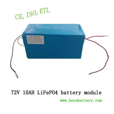 China High Power Lithium Battery Module , 10Ah 72V Iron Phosphate Battery Pack for sale