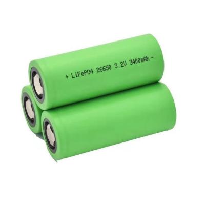 China LiFePO4 26650 3.2V 3400mAh Cylindrical Battery Cell -30℃ Low Temperature 90% Efficiency for sale