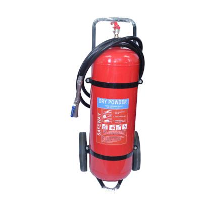 China 25KG Wheeled ABC Dry Powder Trolley Fire Extinguisher, Heavy‑Duty Mobile Fire Suppression Unit with Hose & Trolley Frame for sale