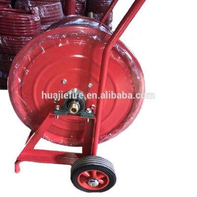 China Manual Fire Hose Reel 525mm Side Plate with Red Epoxy Coating for 25-30M Hose Capacity for sale