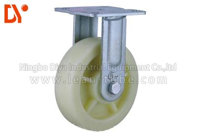 China Flat Industrial Caster Wheels Nylon Material White / Black Color Universal Style for sale