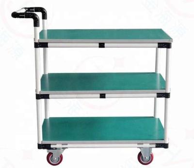 China Workshop anti-static trolley lean pipe composite tube shelves assembly cart for sale