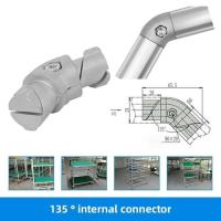 China DYJ28-B03 Aluminum Lean Tube Material Connection 135 ° Internal Joint Aluminum Tube Support Bracket Fixing Component for sale