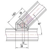 China DYJ28-B07 Aluminum Tubing Connector Lean Pipe Joint Fastener Kit 45 Degree Double Tube Built-in Joint for sale